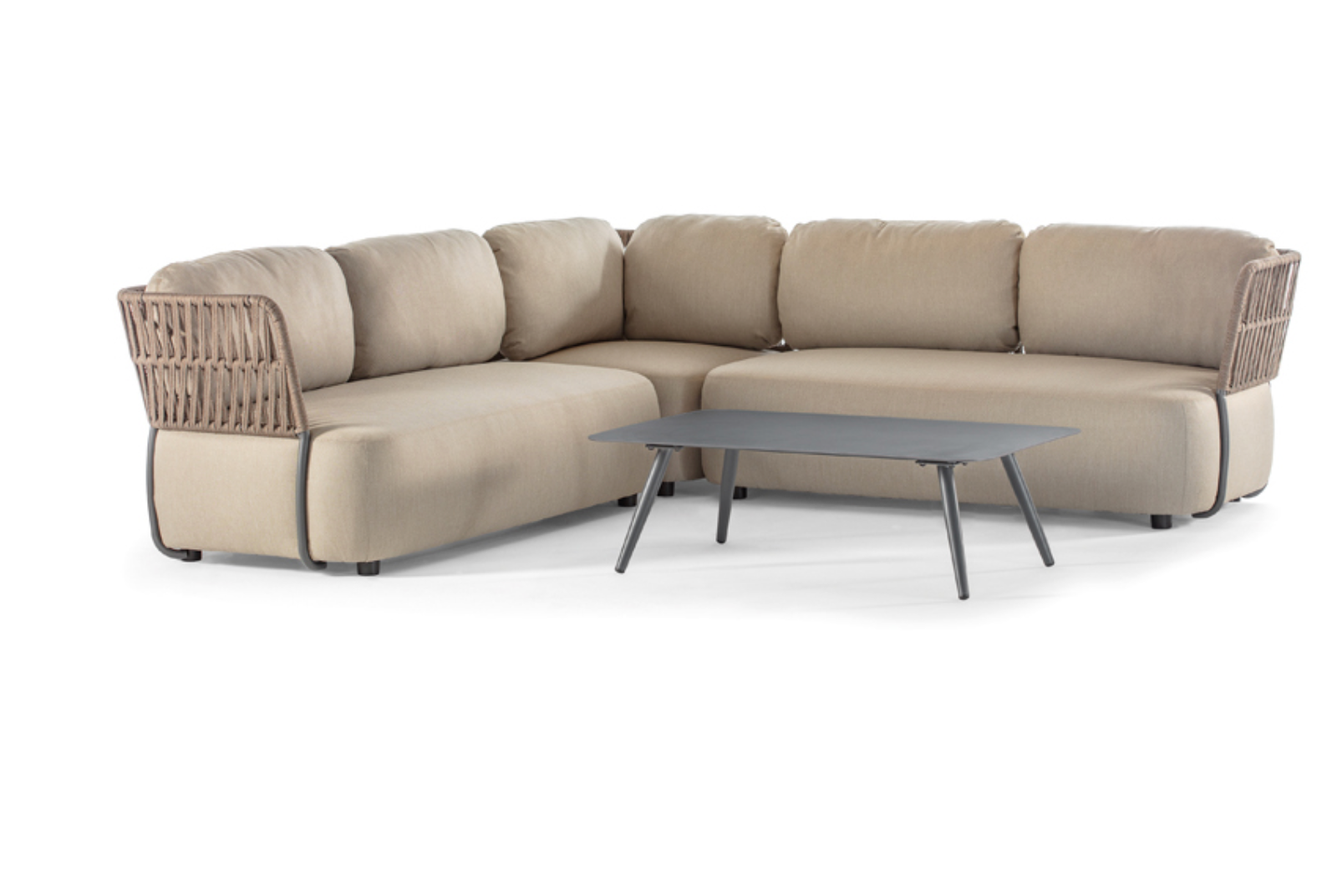 Grattoni Mojo garden lounge set - rope mesh & textile - 4 parts