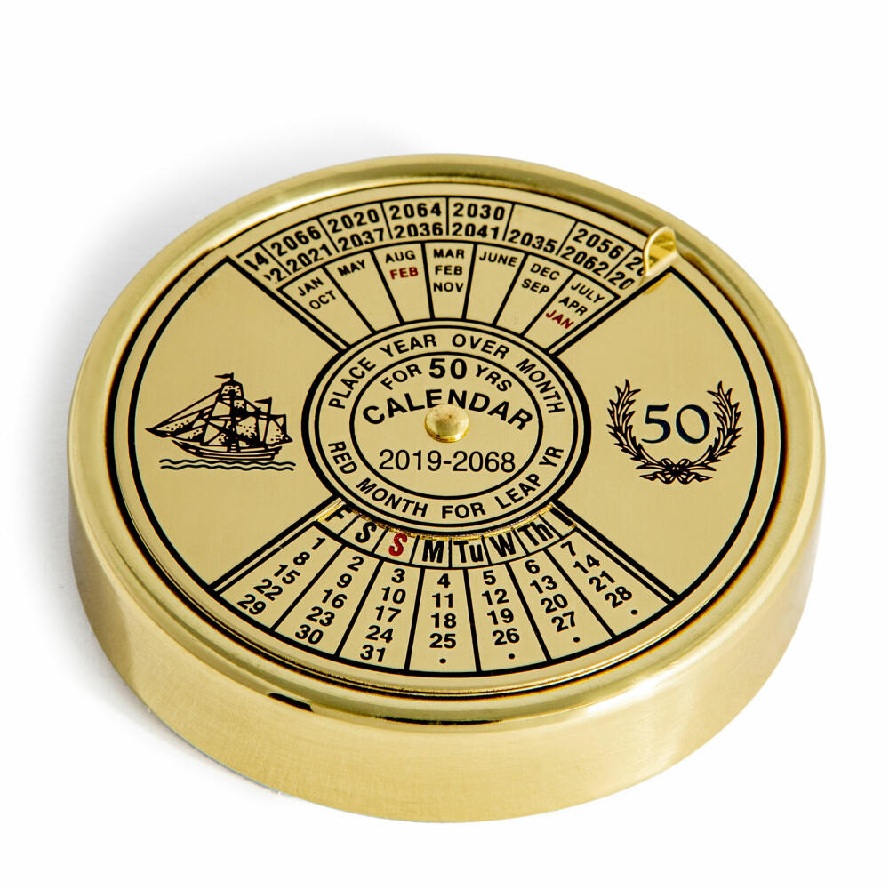 Authentic Models Pocket calendar 50-Year Calendar, Calendar, Brass, BC