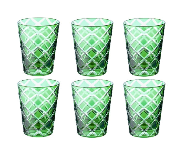 Edzard 6 Set crystal glass dio, green, hand -cut glass, height 10 cm