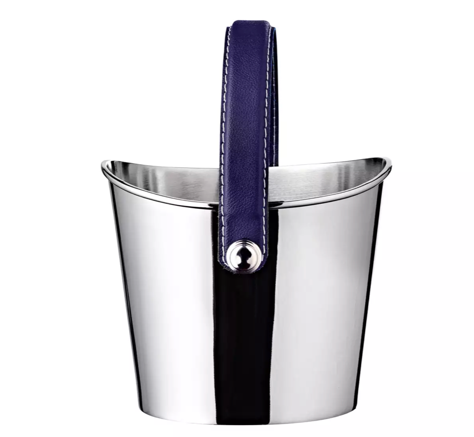 Edzard ice bucket Gilbert (height 17 cm), dark blue leather handle, br