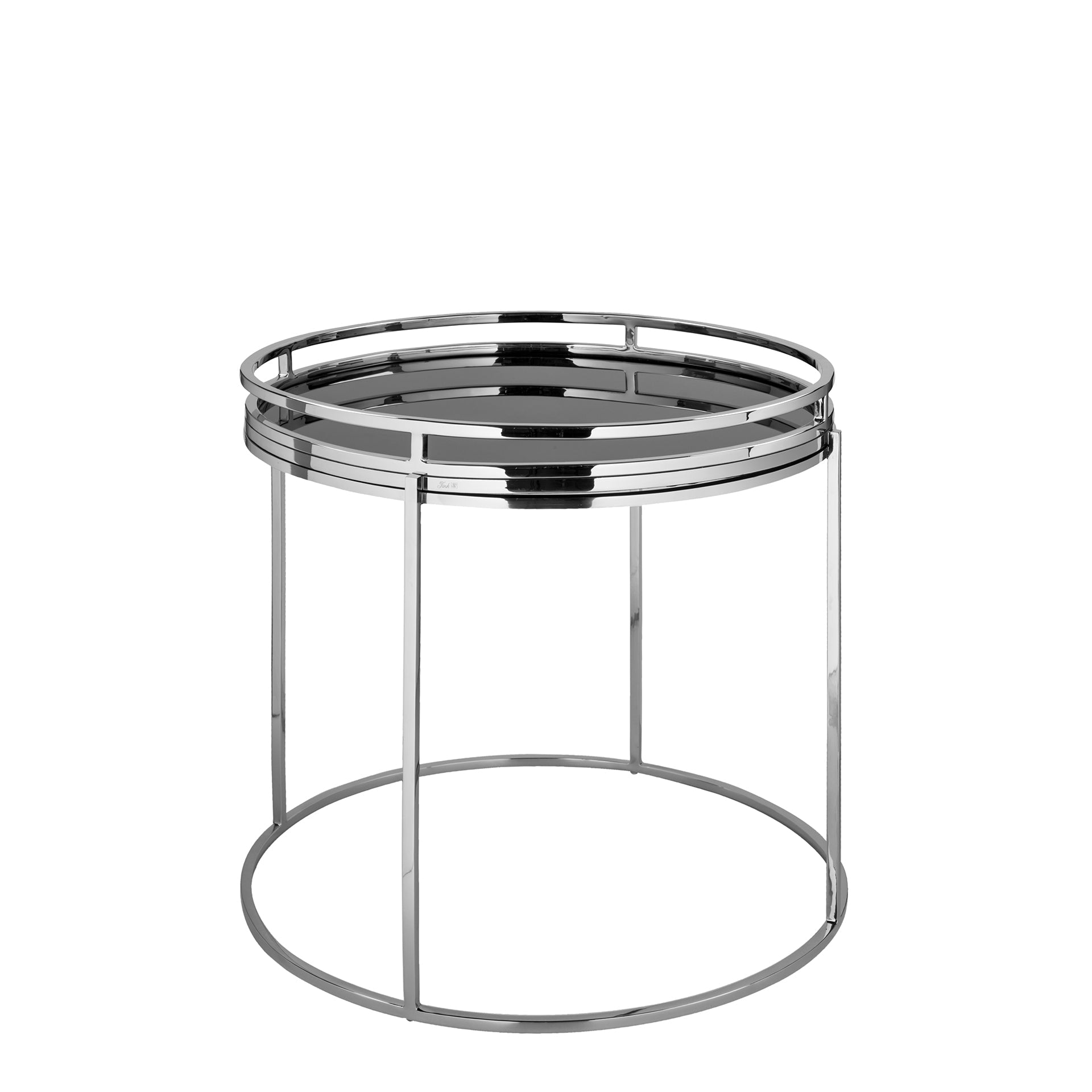Fink Tray HOMMAGE Silver Round, stainless steel, chrome, decoration