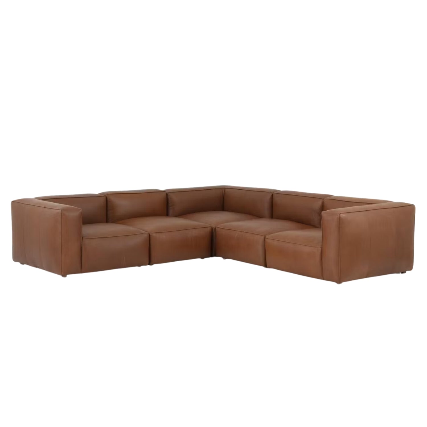 Flamant corner sofa Bailey, 5 seaters, cognac brown