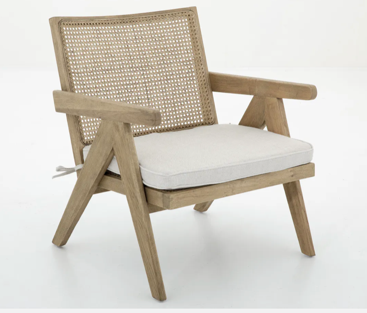 Flamant Bruno armchair, oak, reed, with pillow