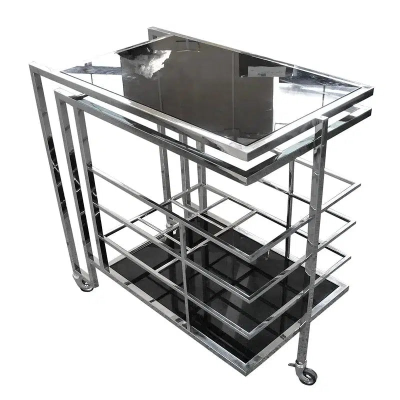 Hazenkamp Barwagen Darrell 77x42x78,5cm Silber Schwarz Glas