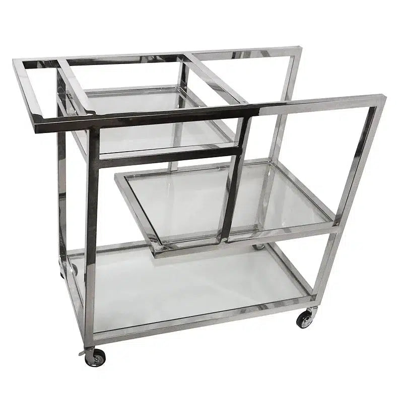 Hazenkamp Barwagen Terrence 89x42x80cm Silber Klarglas