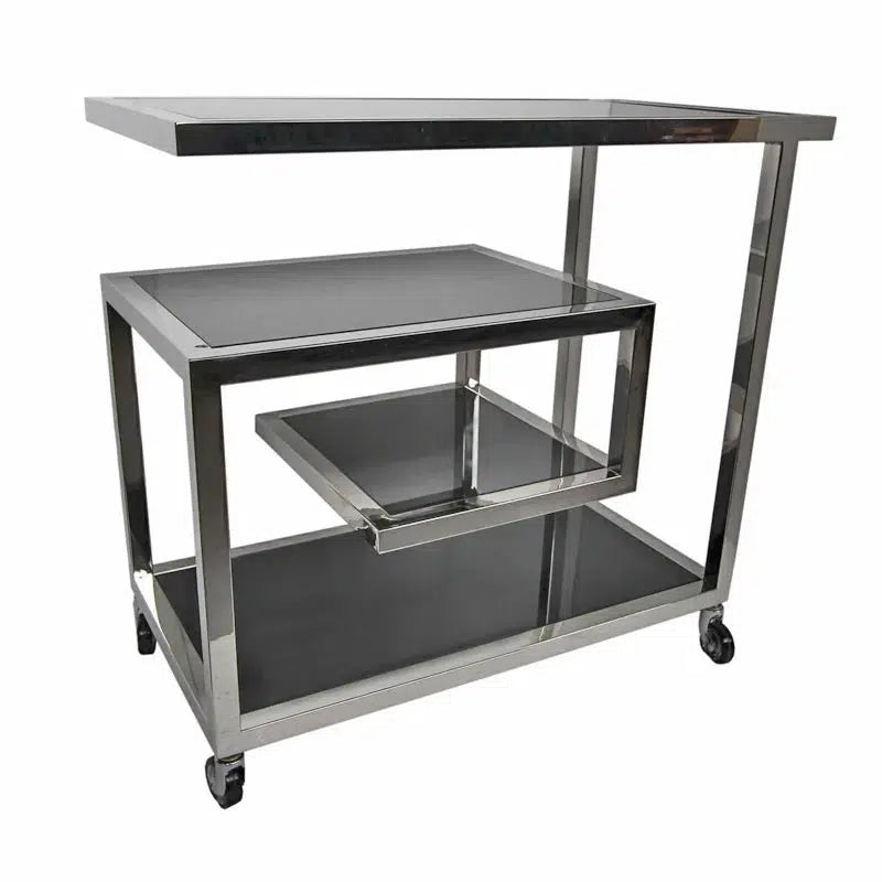 Hazenkamp Barwagen Wesson 83x42x78cm Silber Schwarz Glas