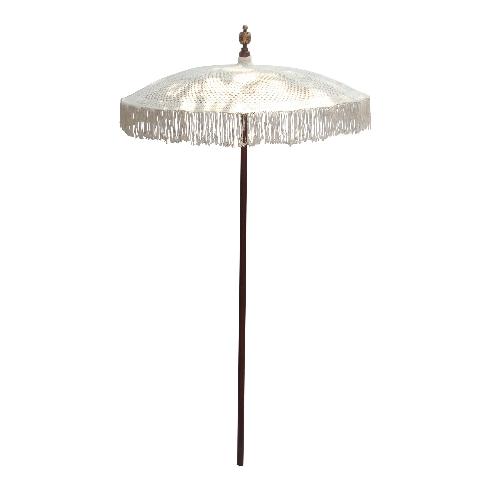 PTMD Riv Cream fabric parasol with tassels round