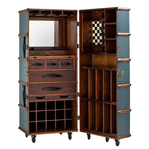 Authentic Models bar cabinet case staterroom petrol blue