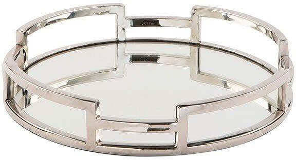 Fink Tablett HOMMAGE Silber Rund, Edelstahl, Chrom, Dekoration